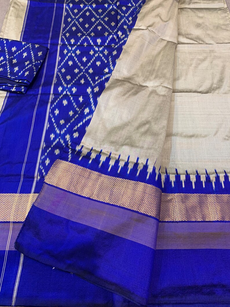 Pure Silk Mark Certified Ikkat Silk Saree in Temple Border - Etsy