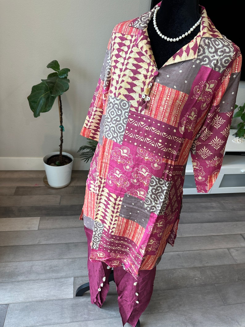Sizes L : Dhoti Style Muslin Kurti Set With Collar Kurti and Shell ...