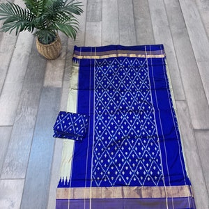 Pure Silk Mark Certified Ikkat Silk Saree in Temple Border - Etsy