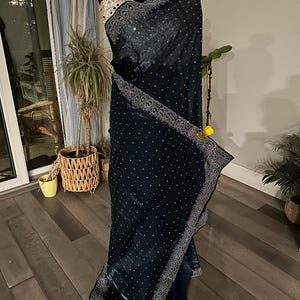 Jimmy Choo Party Wear Saree With Silver Accents | Party Wear Sarees ...