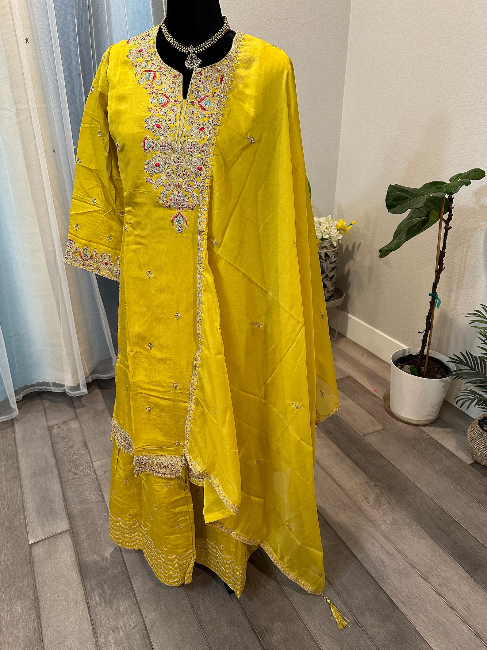 Size L: Roman Silk Sharara Set With Zardosi and Sequin Work | Sharara ...