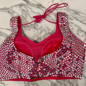 Size 38 | Gorgeous Mirror Embellished Back Open Blouse | Blouses for ...