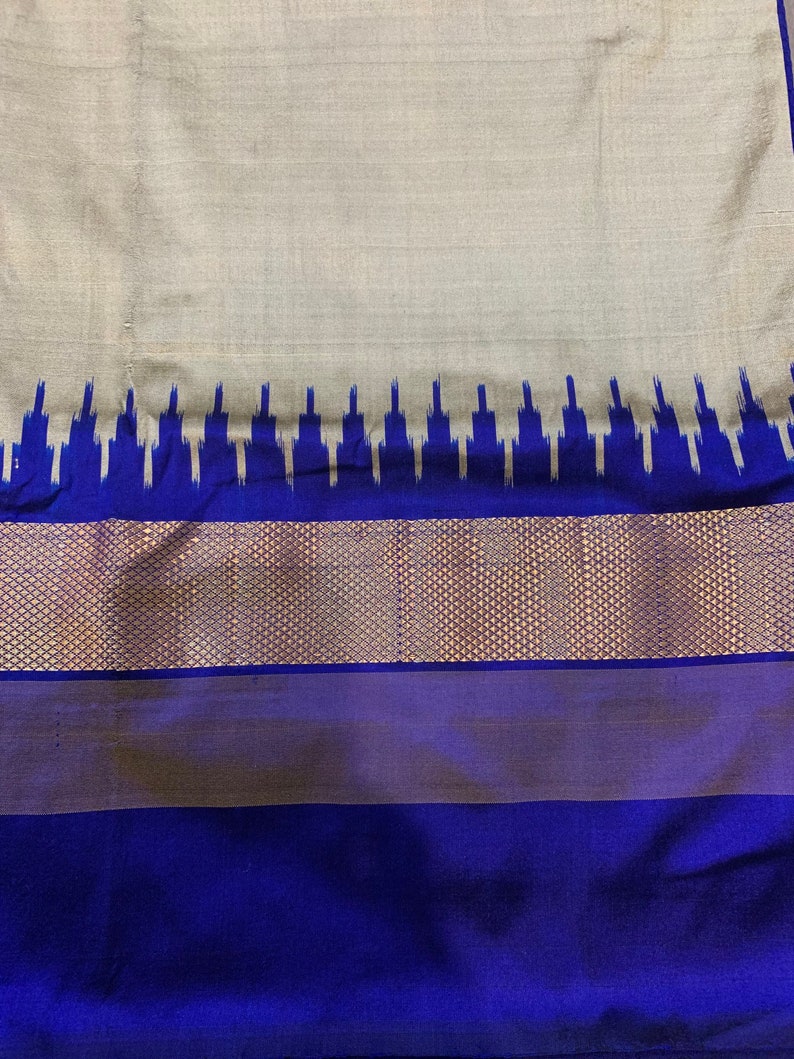 Pure Silk Mark Certified Ikkat Silk Saree in Temple Border - Etsy