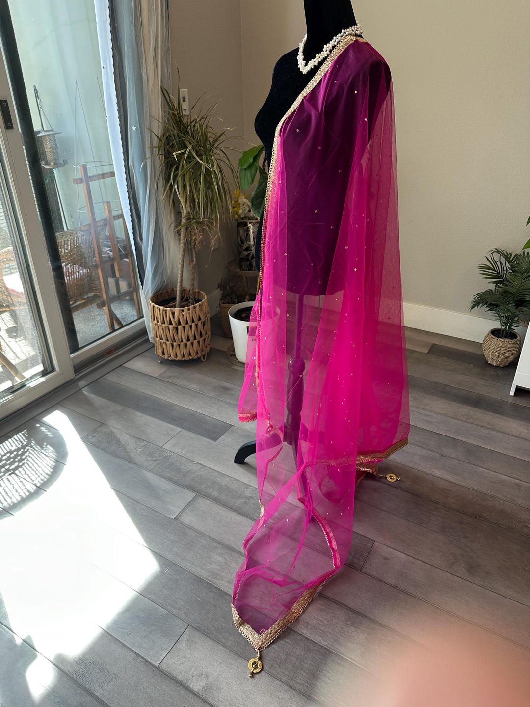 Netted Dupatta in Gorgeous Colors With Stone Work and Tassels | Netted ...