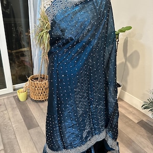 Jimmy Choo Party Wear Saree With Silver Accents | Party Wear Sarees ...