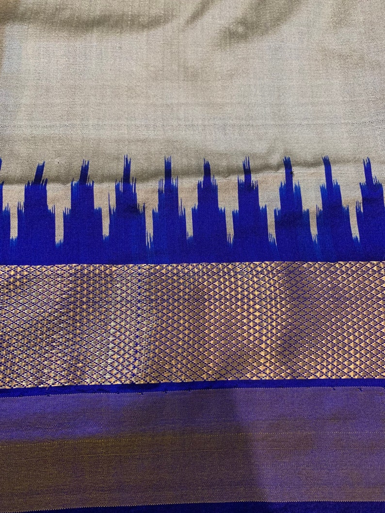 Pure Silk Mark Certified Ikkat Silk Saree in Temple Border - Etsy