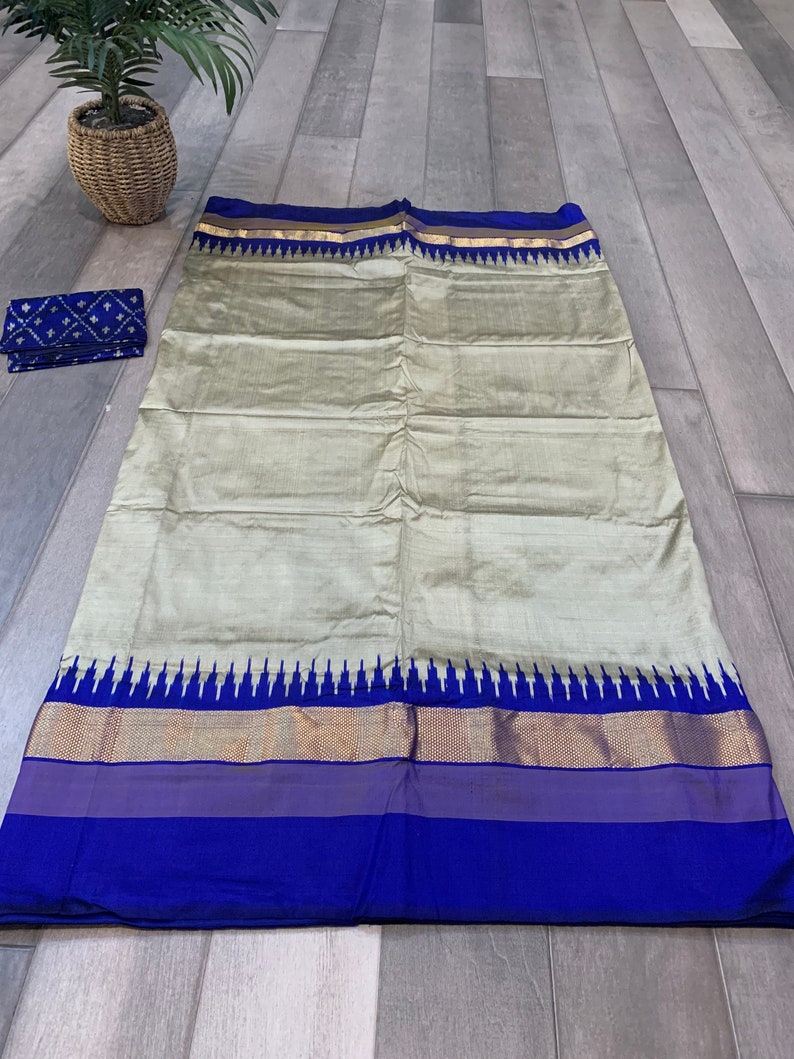 Pure Silk Mark Certified Ikkat Silk Saree in Temple Border - Etsy