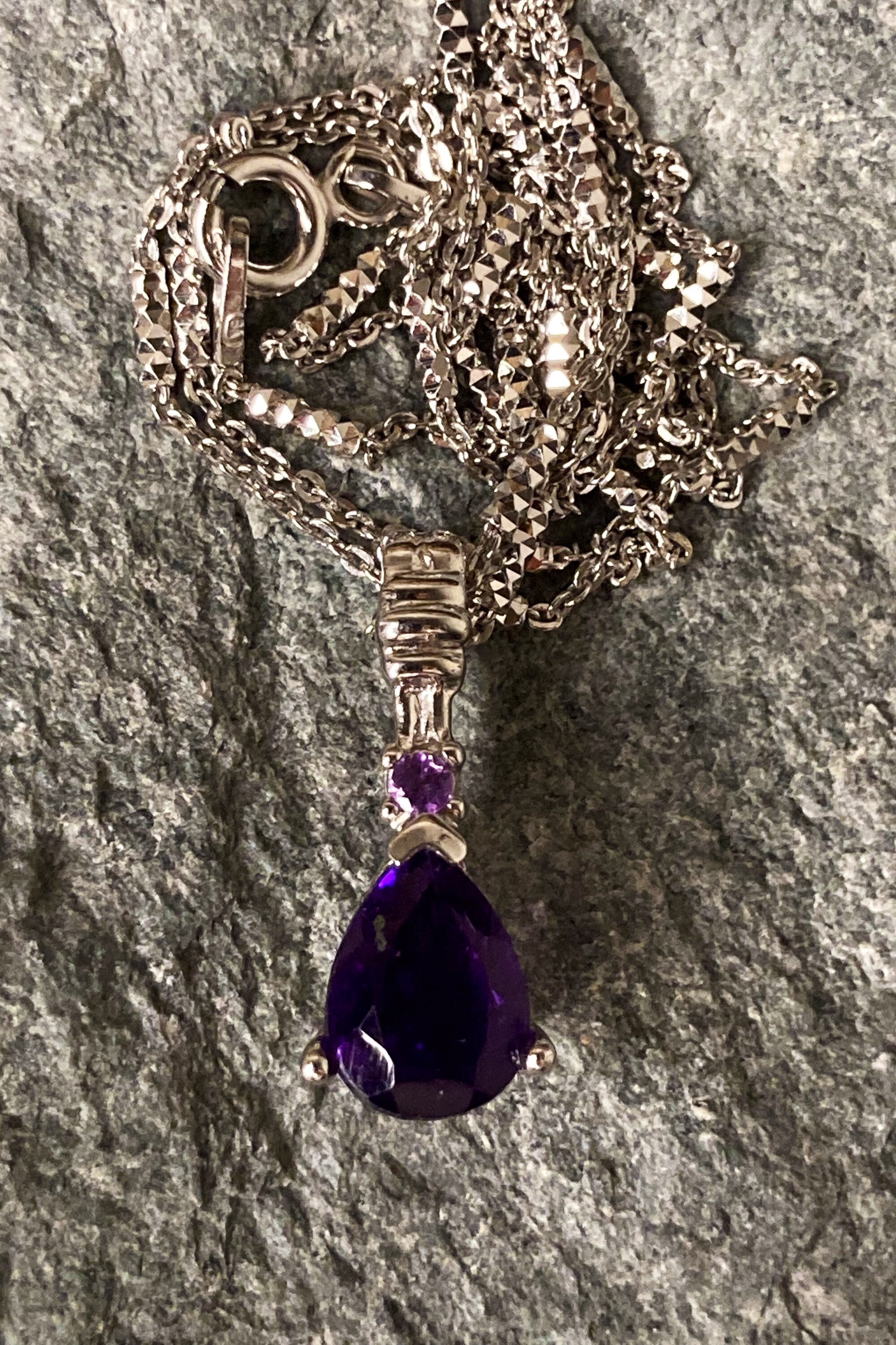 Vintage Sterling Silver Amethyst Set With Ring Necklace and - Etsy