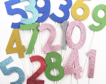 Age Number Glitter Cake Topper Birthday - Etsy