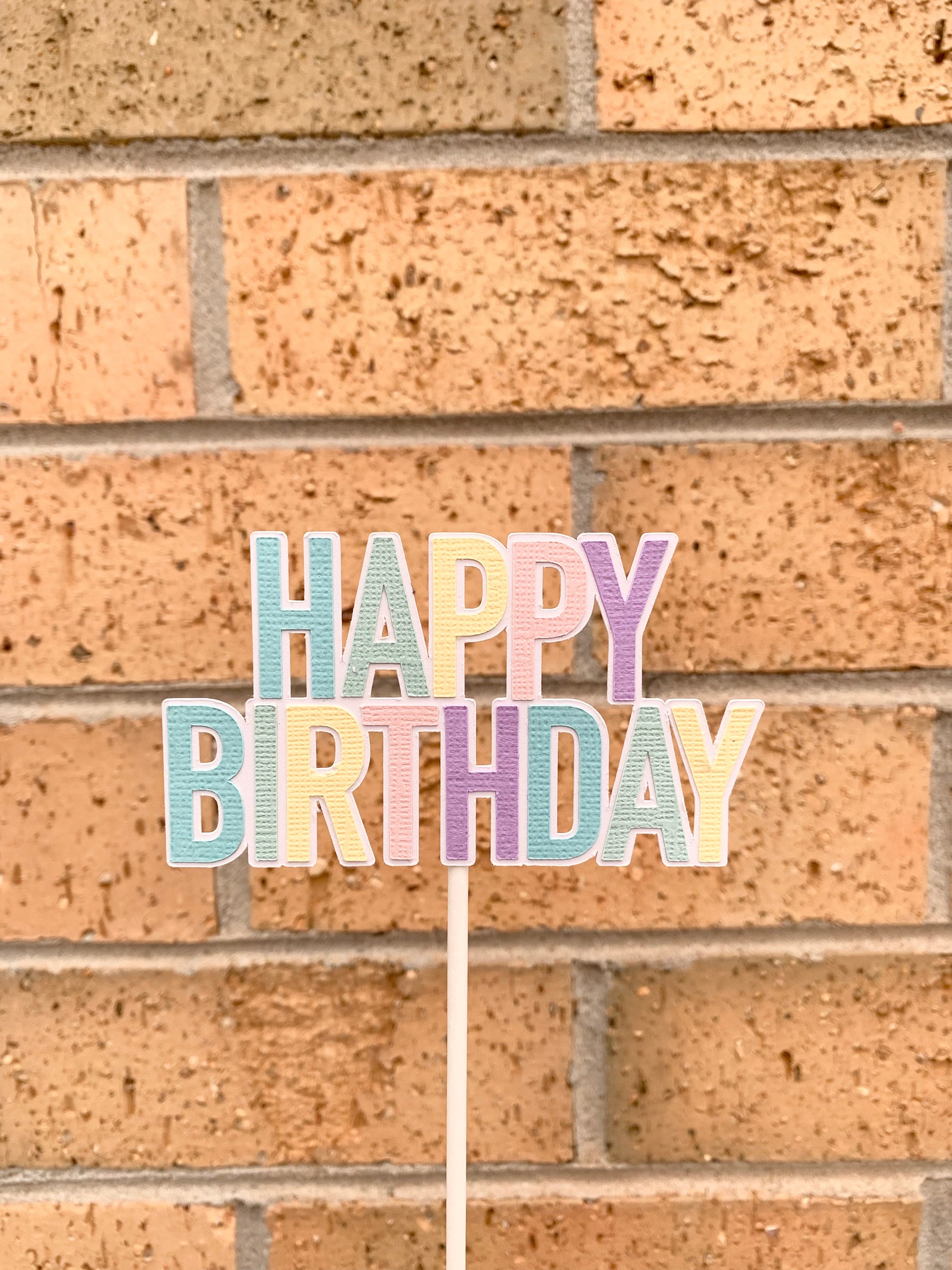 Pastel Rainbow Happy Birthday Cake Topper Birthday Cake Topper ...