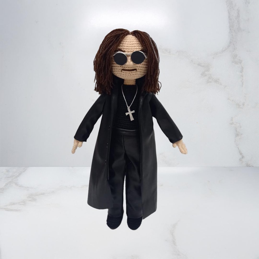 Ozzy Osbourne Inspired Crochet Doll, Black Sabbath Amigurumi Figure ...