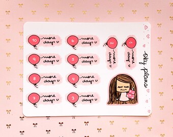 Printable BIRTHDAY COUNTDOWN Planner Stickers, Birthday Planner ...