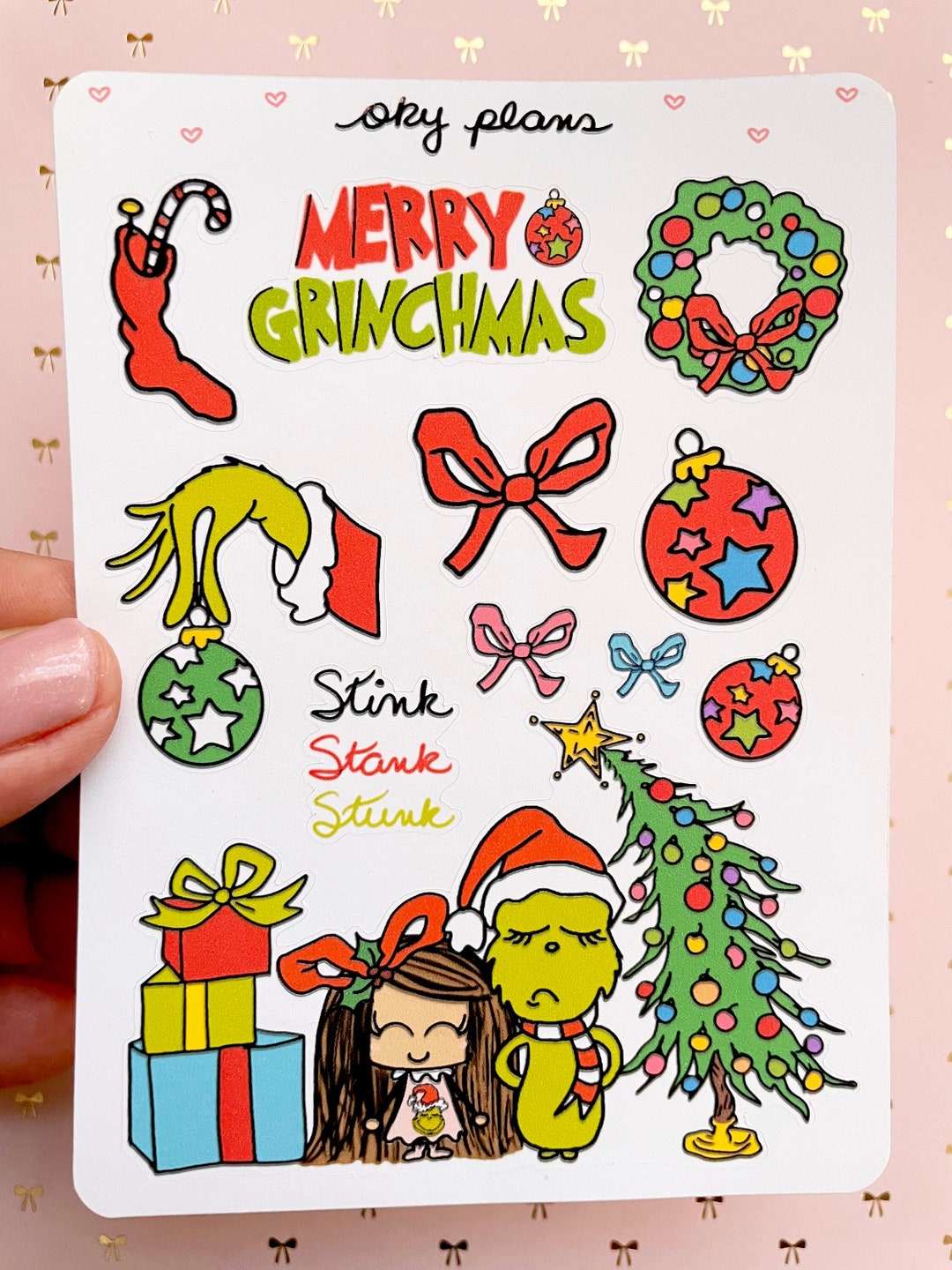 Grinch Christmas Deco Stickers - Etsy