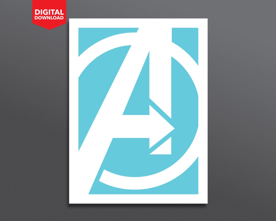 Avengers Symbol - Digital Download - Poster - Bright Blue - A1 A2 A3 A4 ...