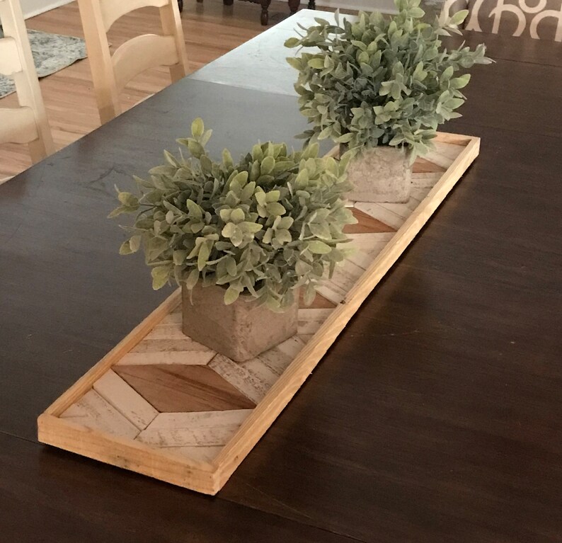 Rustic Wooden Tray, Large Table Centerpiece, Geometric Wood Art - Etsy
