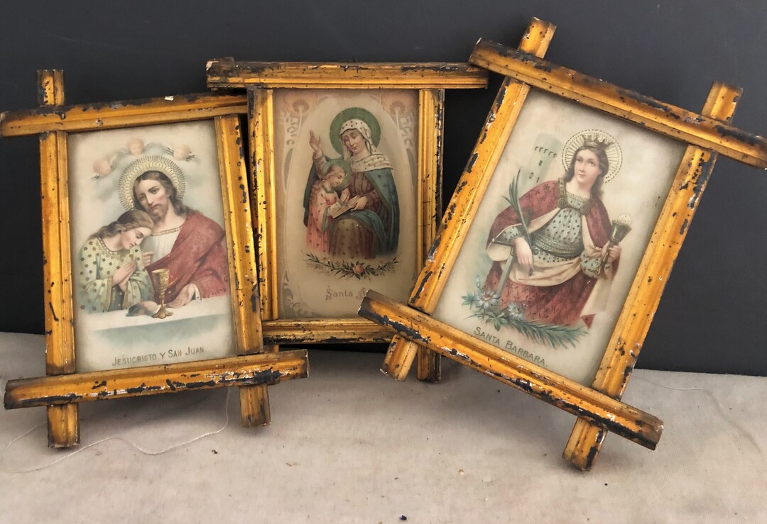 Very Antique Religious Frame, 19th Century, of Jesus Christ and St ...