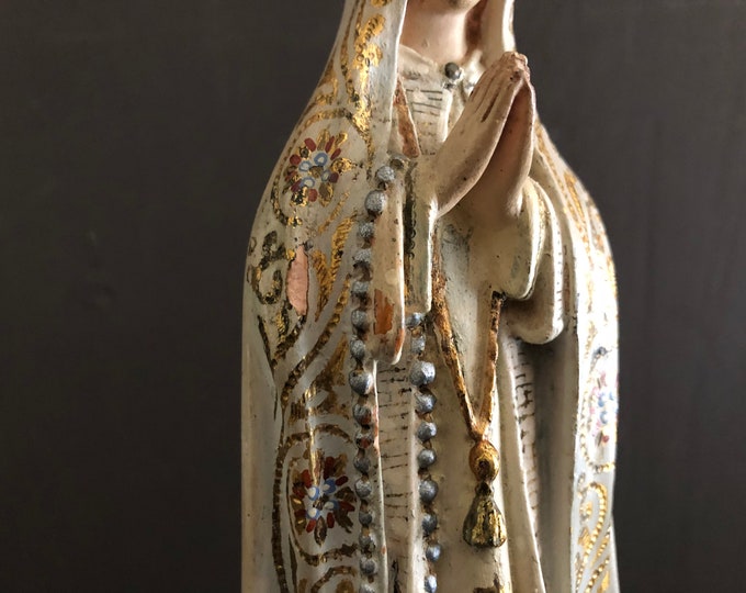 Antique Virgin of Fatima. Our Lady of Fatima. Gorgeous Religious Statue ...