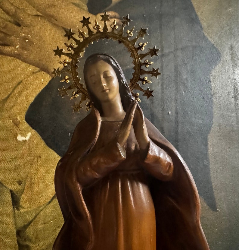 Antique Spanish Statue of Virgin of the Assumption. Immaculate ...