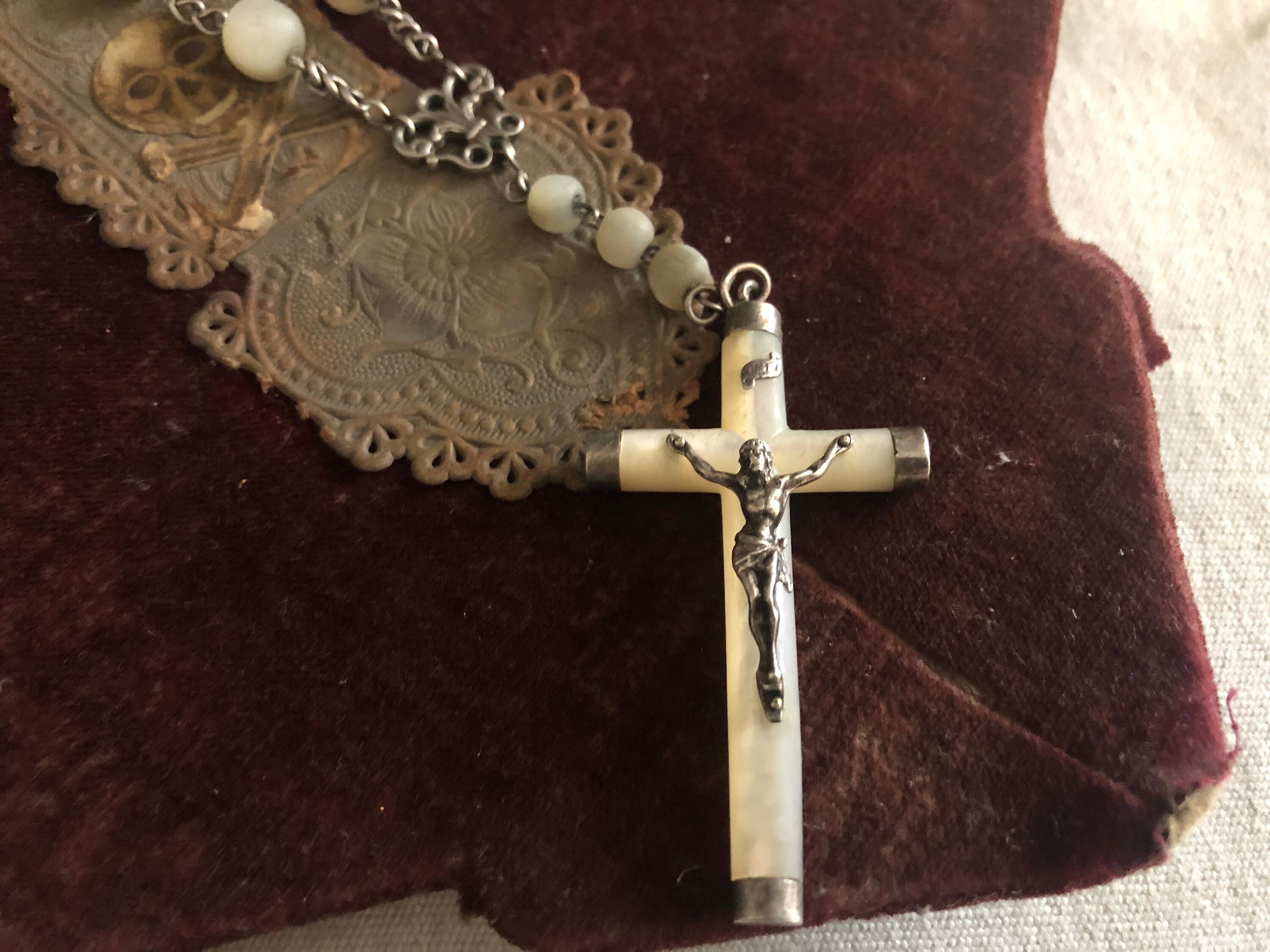 Antique Spanish Filigree Rosary, A Gorgeous Rosary With Mother of Pearl ...
