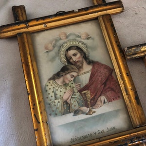 Very Antique Religious Frame, 19th Century, of Jesus Christ and St ...