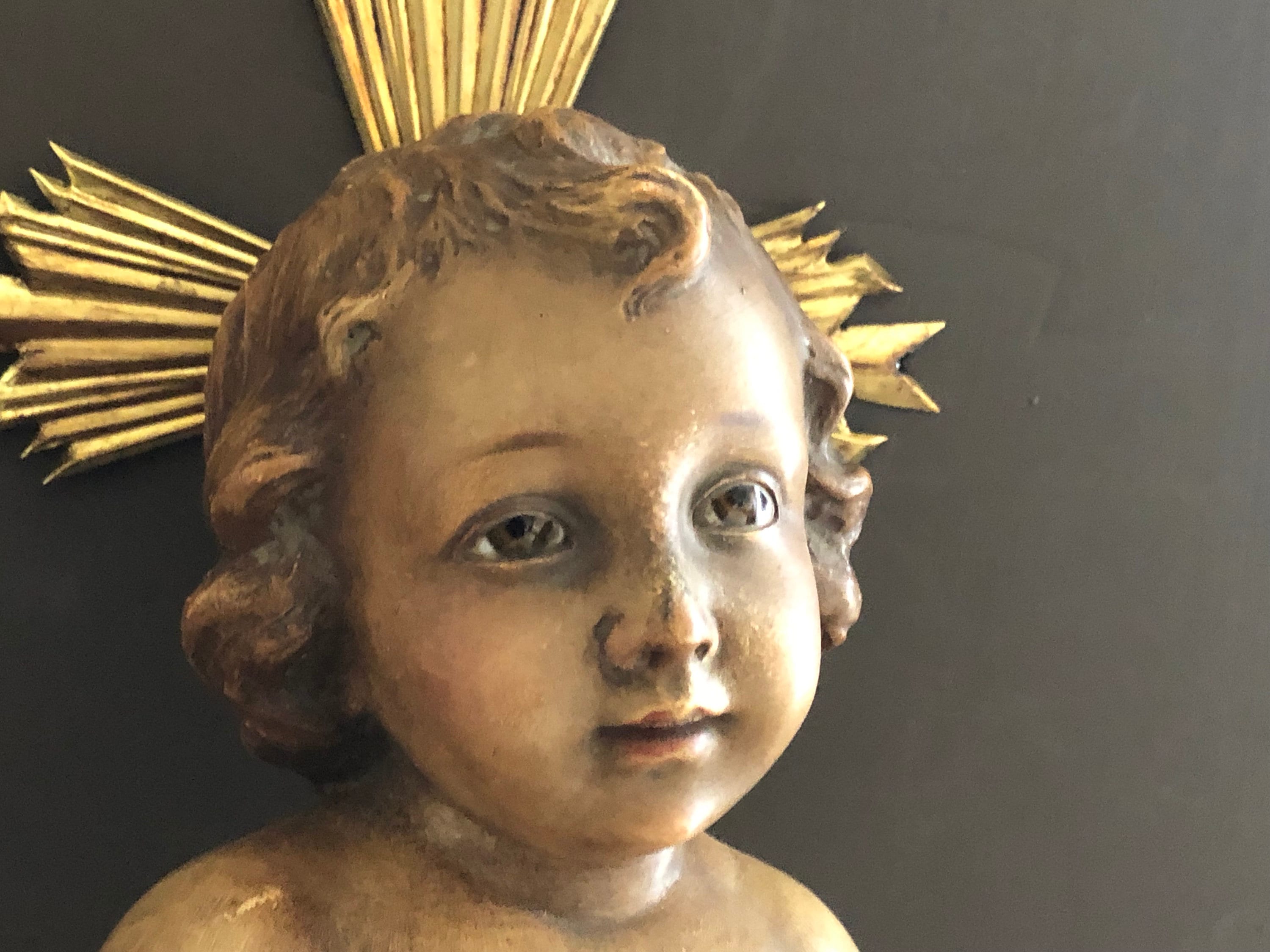 Very Antique Baby Infant Child Jesus, Figurin Religious , Glass Eyes ...