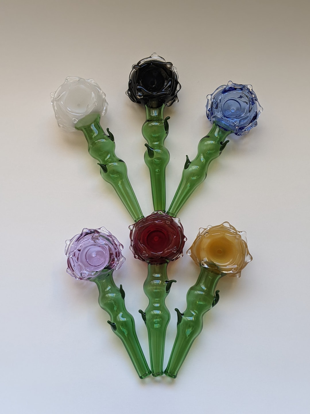 Glass Rose Pipe: Hand Blown, Made in USA - Etsy