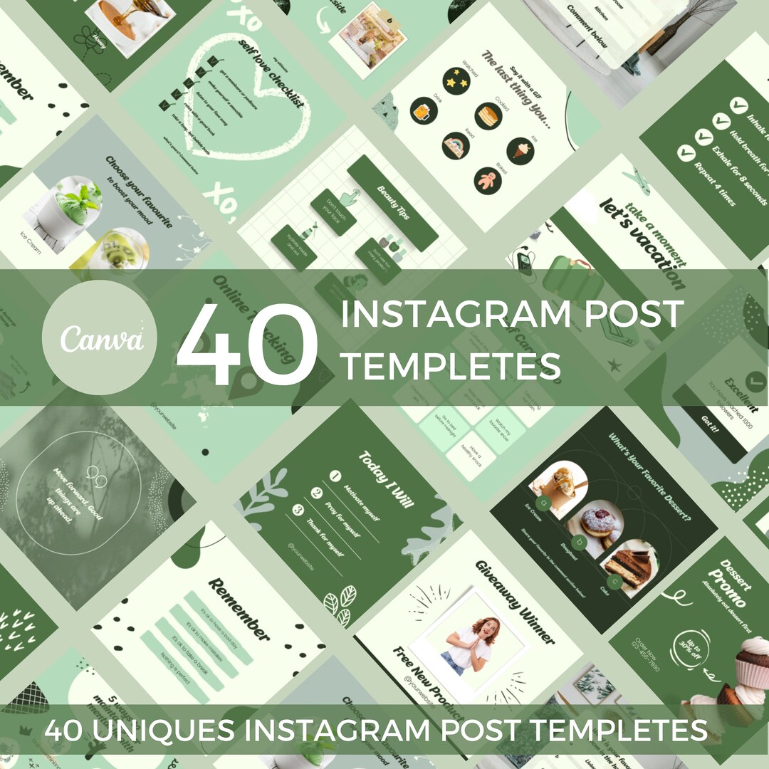 Green Instagram Post Templetes, Instagram Branding, Green Pastel ...