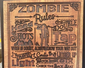 Zombie Rules Poster Files Jpg Dxf Png Svg | Etsy
