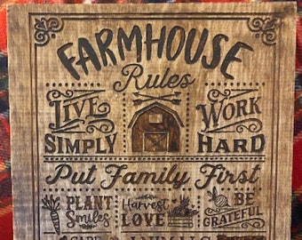 Farmhouse Rules Sign - Etsy