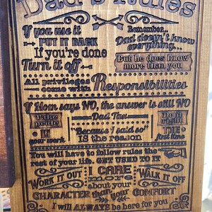 Dad's Rules Sign - Etsy