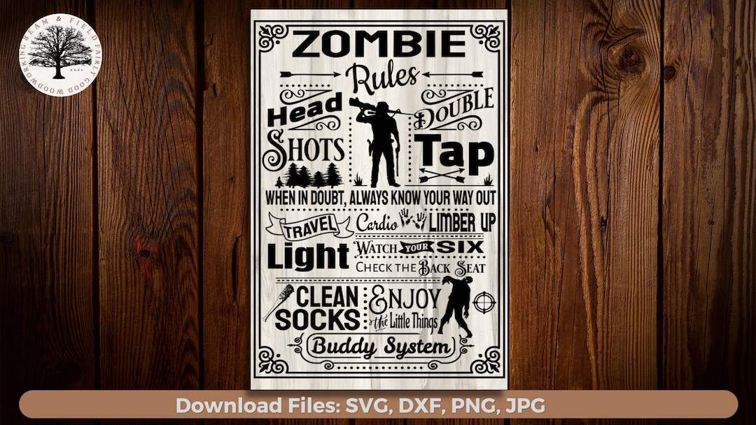 Zombie Rules Poster Files- Jpg, Dxf, Png, Svg - Etsy