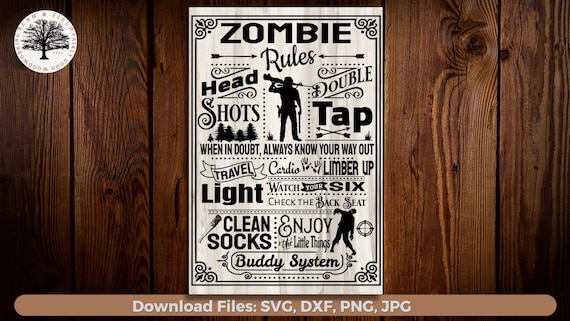 Zombie Rules Poster Files Jpg Dxf Png Svg | Etsy