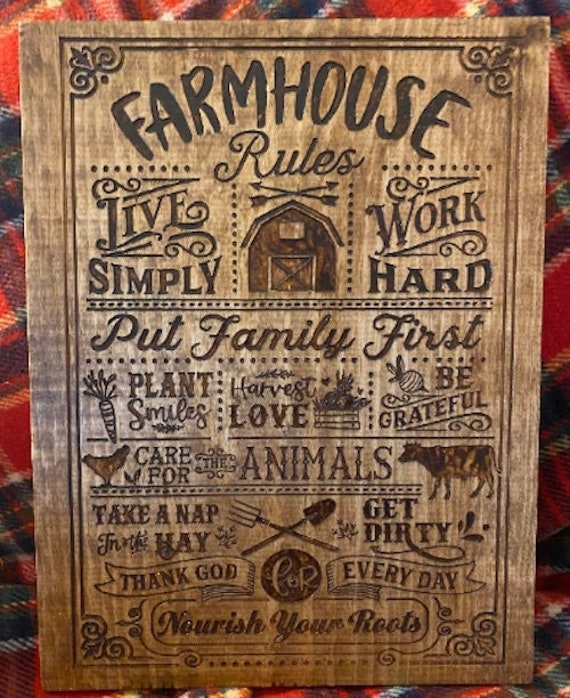 Farmhouse Rules Sign - Etsy