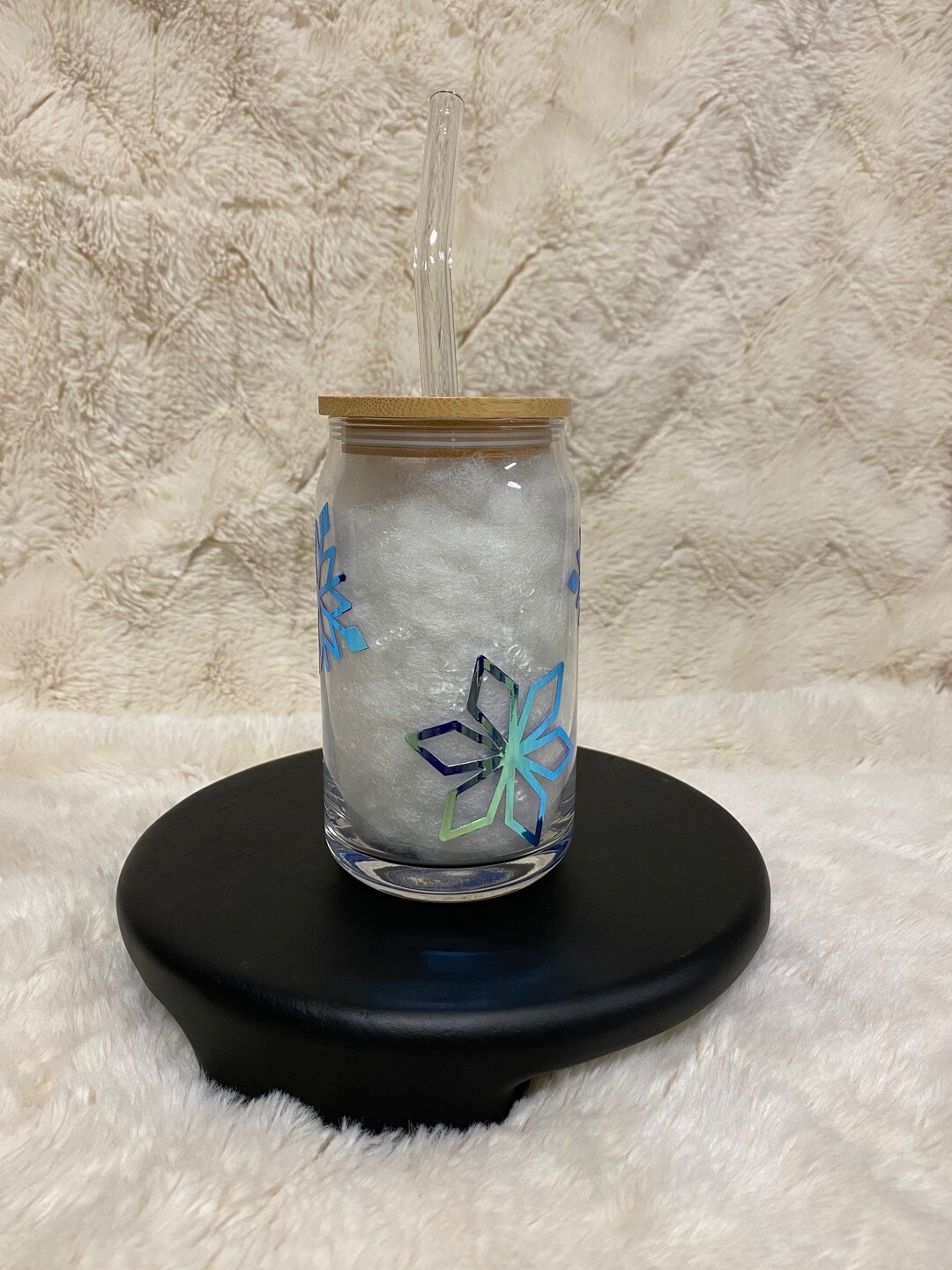 Snowflake Glass Beer Can Cup - Etsy