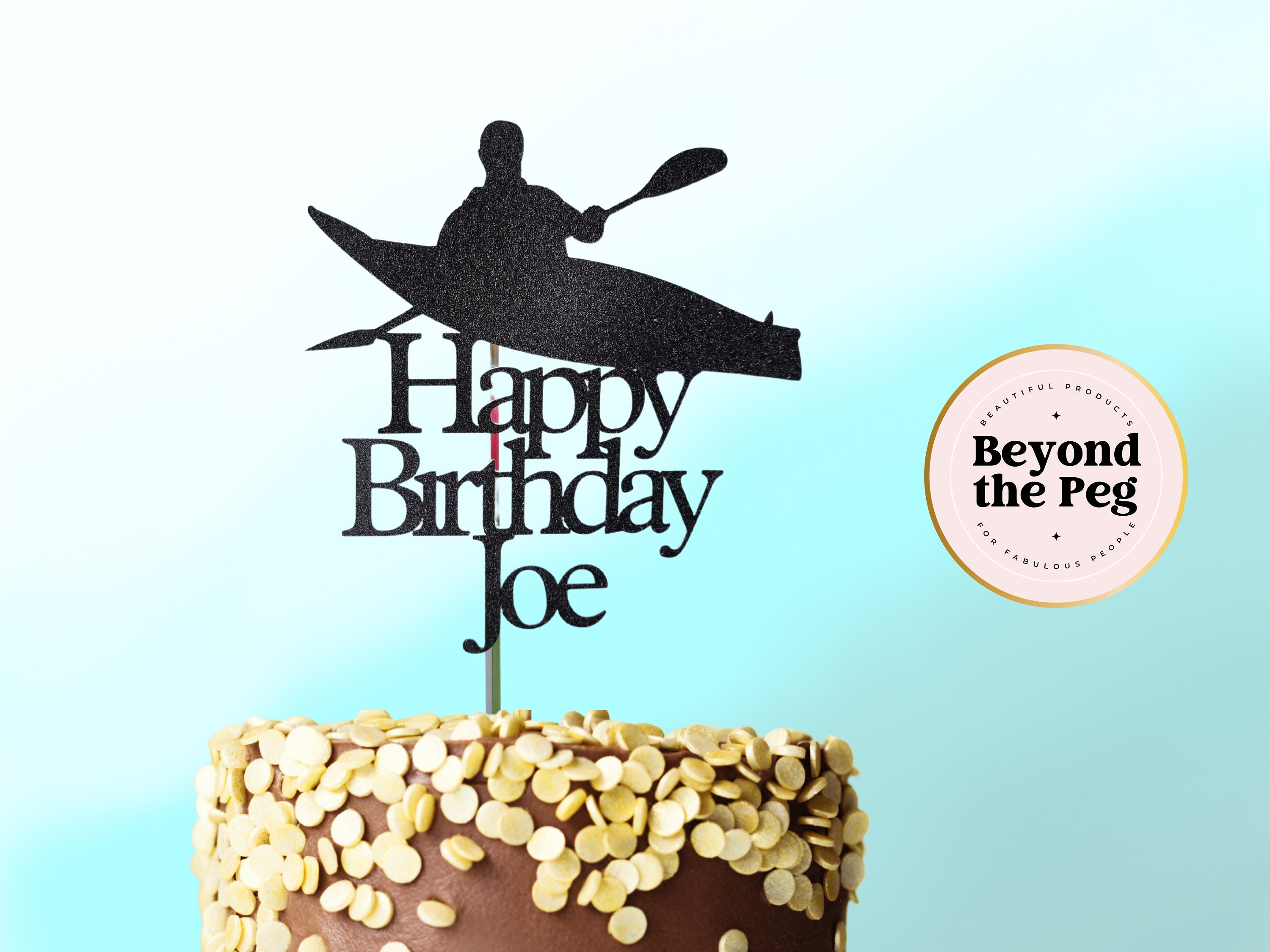 Personalised Canoe Birthday Cake Topper Customised Colour and - Etsy UK
