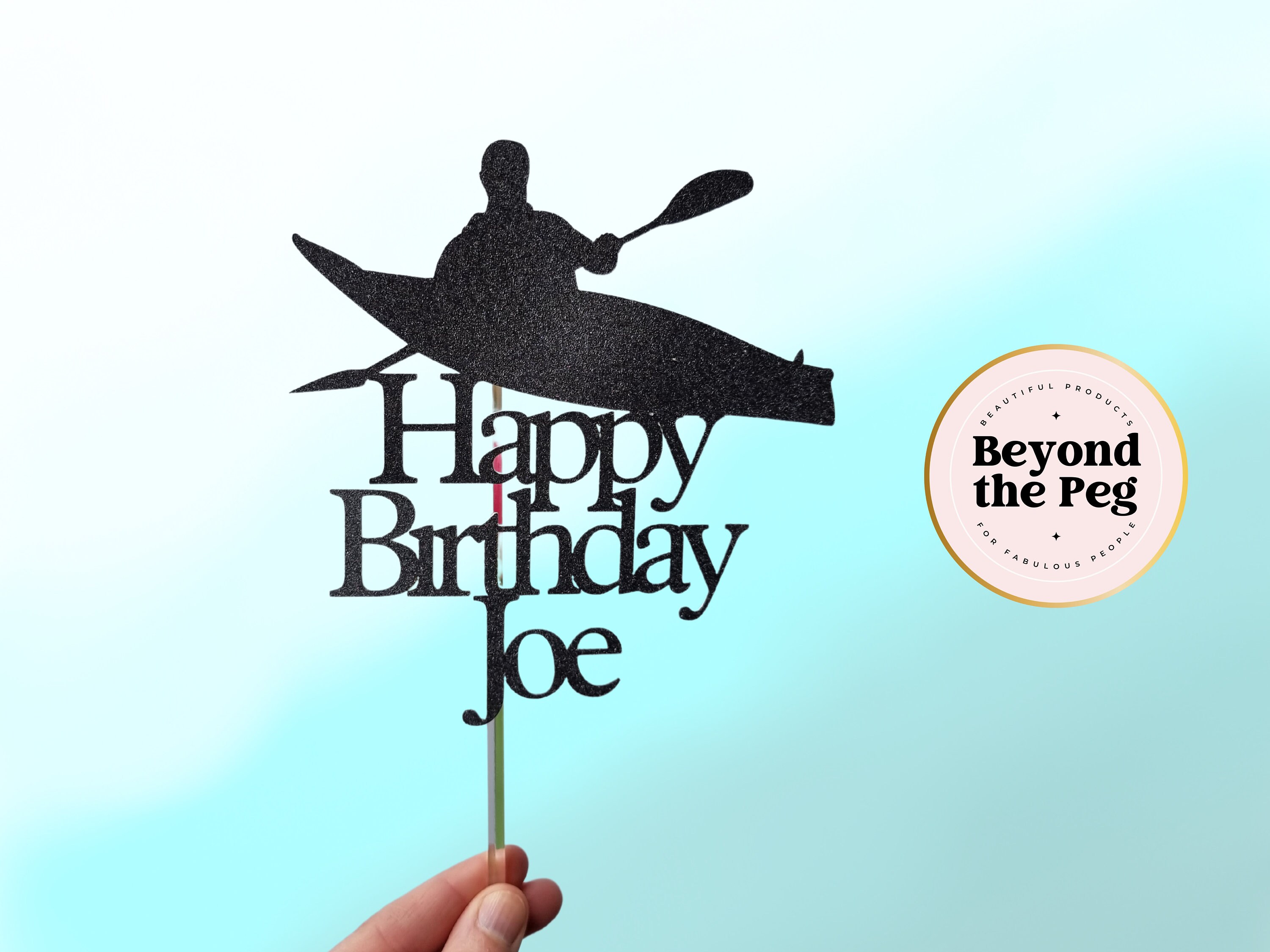 Personalised Canoe Birthday Cake Topper Customised Colour and - Etsy UK