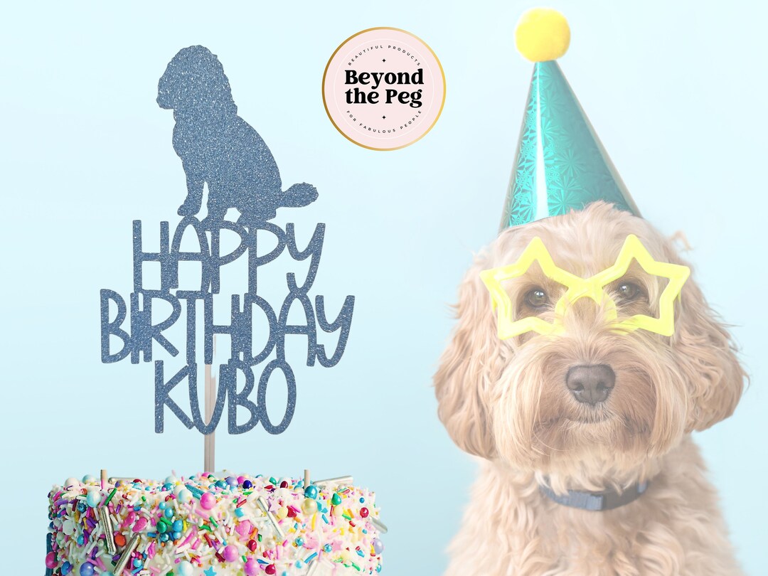 Cockapoo Birthday Cake Topper Customised Personalised Double Sided ...