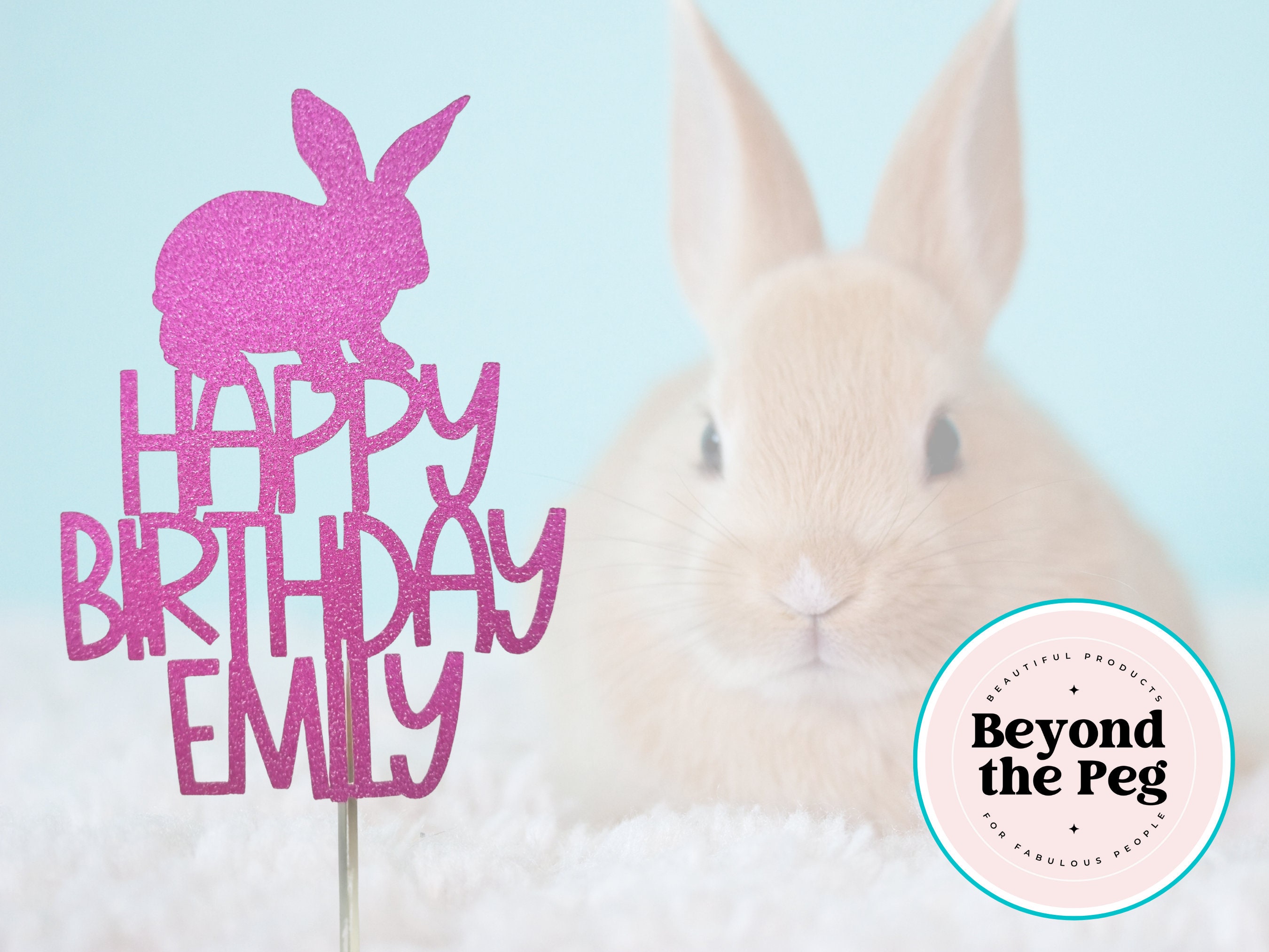 Bunny Rabbit Birthday Cake Topper Customised Personalised Double Sided ...