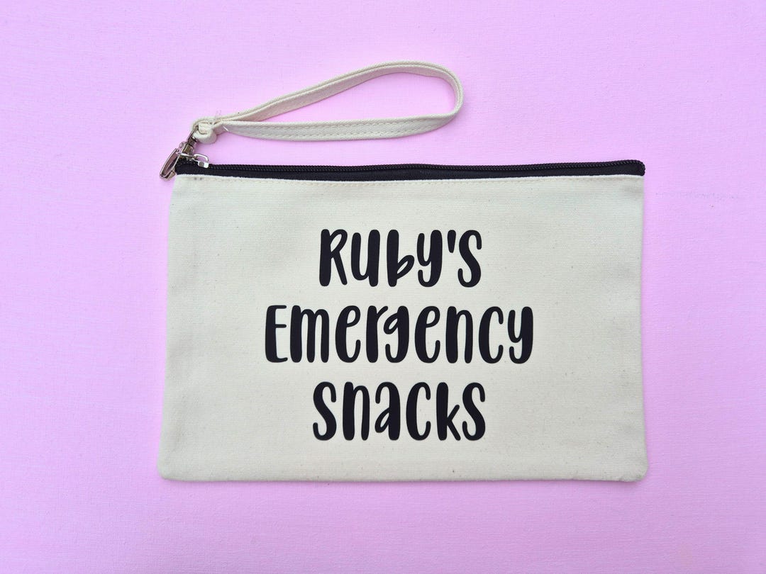 Emergency Snacks Canvas Pouch, Personalised Snack Bag for Parents, Kids ...