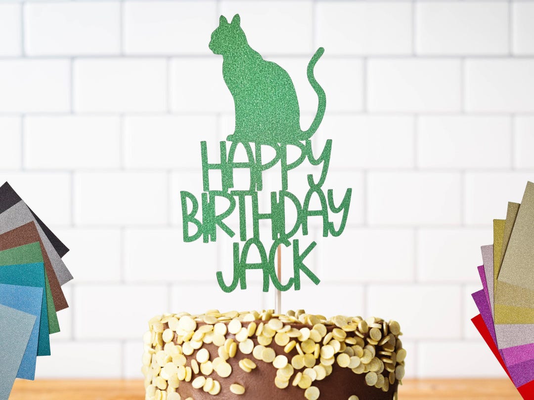 Cat Birthday Cake Topper, Customised With Your Choice of Name, for a ...