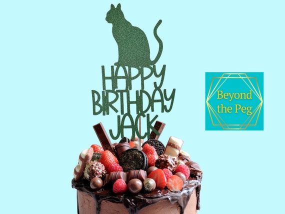Personalised Cat Birthday Cake Topper Customised Double Sided - Etsy