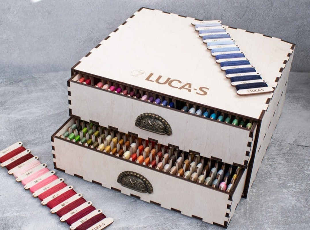 Luca-s Wooden Box With All Threads Included - 520 Colors - Embroidery ...