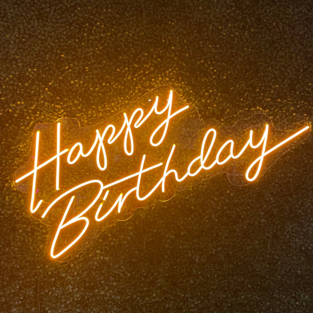 Happy Birthday Neon Sign - Gold - Etsy