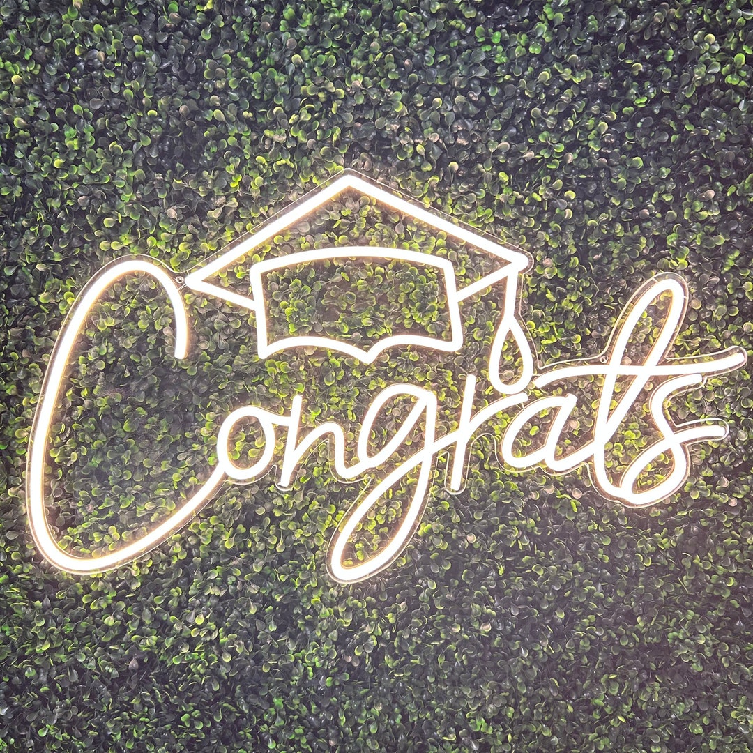 Congrats With Grad Cap Neon Sign - Etsy