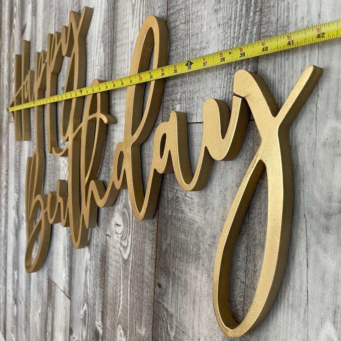 Happy Birthday Wood Sign - Gold - Etsy