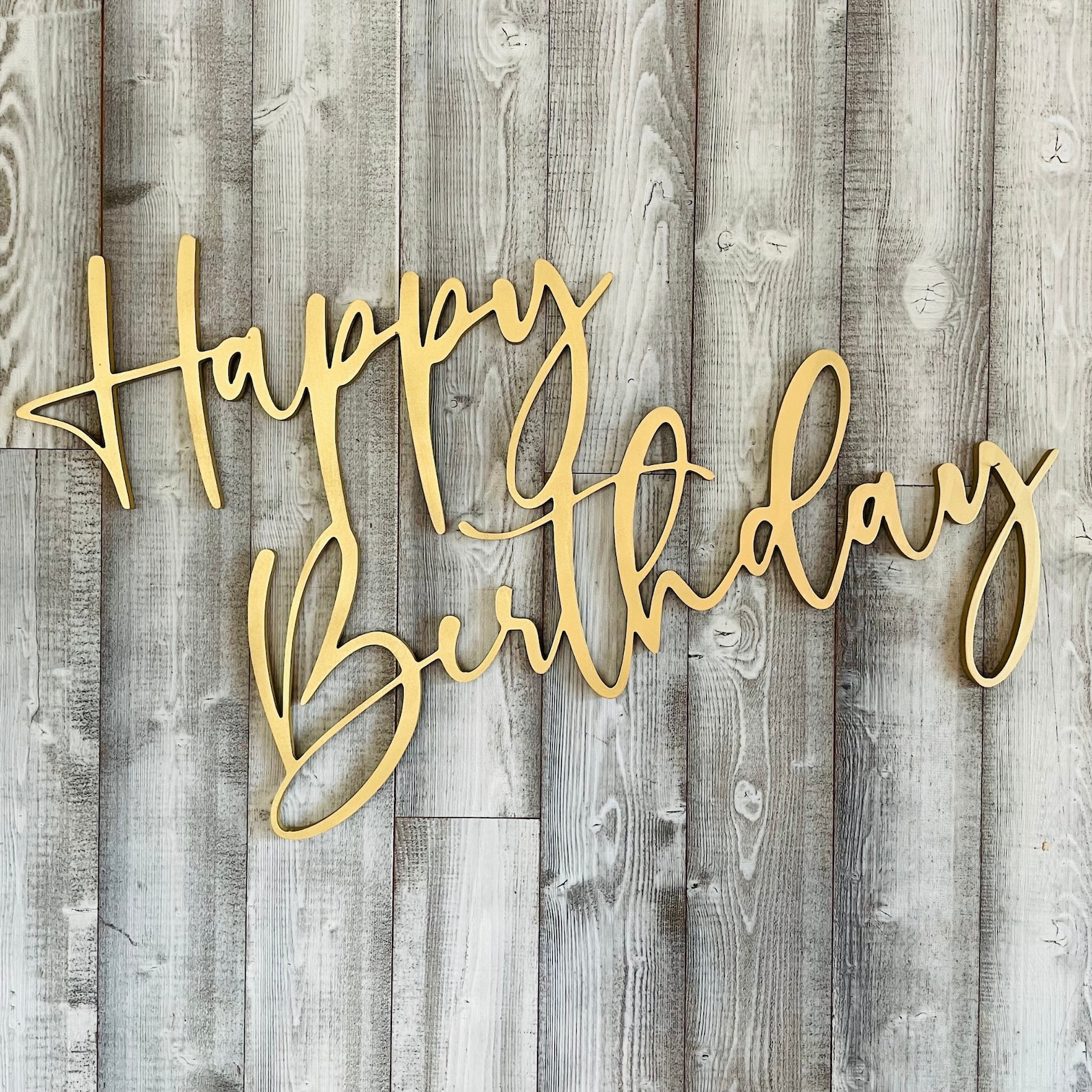 Happy Birthday Wood Sign - Gold - Etsy