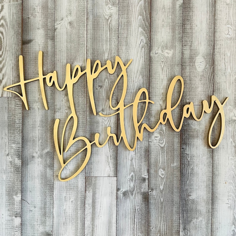 Happy Birthday Wood Sign - Gold - Etsy