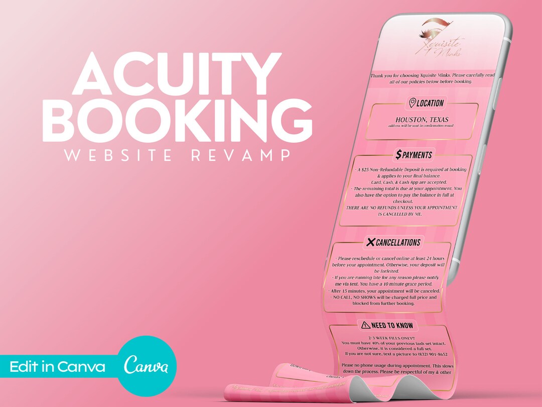 CUSTOM Acuity Site Design, Custom Acuity Website, Booking Site, Book ...