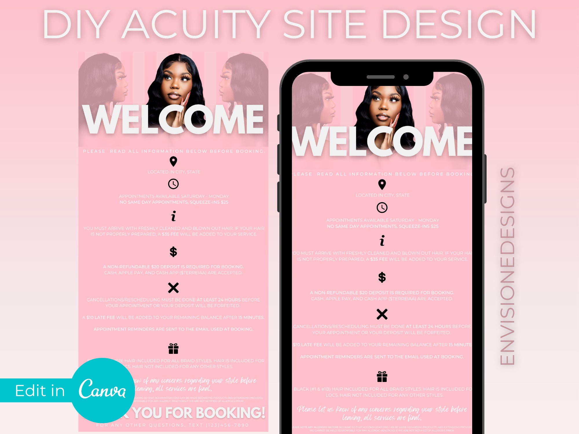 DIY Acuity Site Design, Custom Acuity Website, Booking Site, Book Now ...