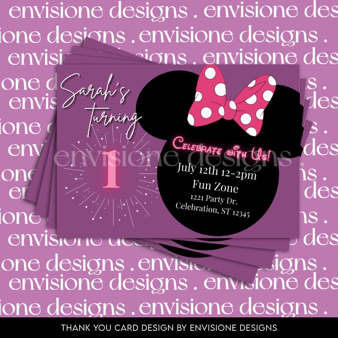 DIY Kid's Party Invitation Mouse Canva Template | Minnie Invitation - Etsy
